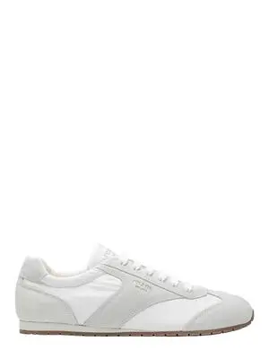Prada Fabric And Suede Lace-up Sneakers - White