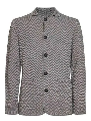 Giorgio Armani Grey Chevron Ottoman Viscose Blend Jacket - Multicolor