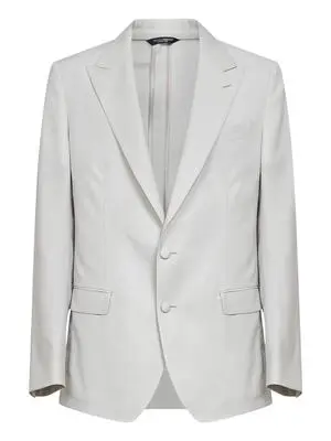 Dolce & Gabbana Beige Wool Poplin Single-breasted Blazer - Multicolor