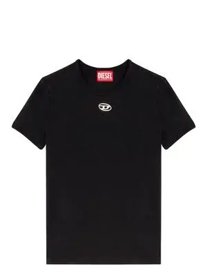 DIESEL® Cropped Cotton Blend T-shirt With Logo Detail - Multicolor