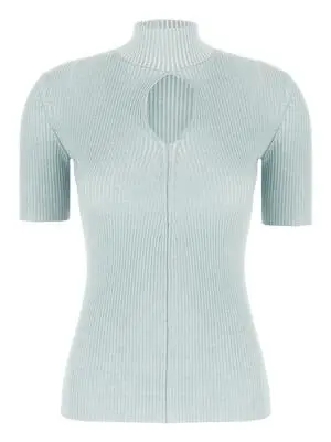 Fendi FENDI Ribbed Knit Top With Keyhole Detail Multicolor
