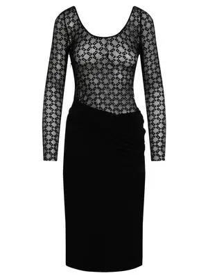 Givenchy Long Sleeve Draped Midi Dress - Black