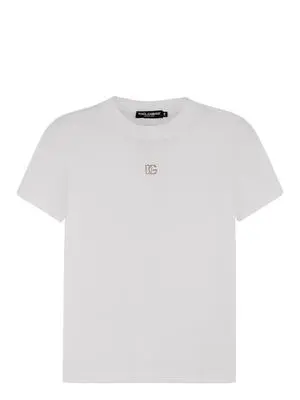 DOLCE & GABBANA Dolce & Gabbana Embellished Logo Cotton T-Shirt