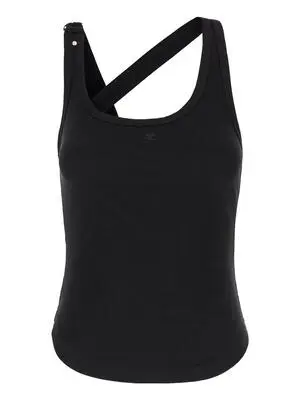 COURREGES COURREGES Ribbed Asymmetrical Strap Tank Top Multicolor
