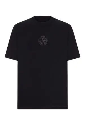 Stone Island T-shirt With Compass Logo Print - Black