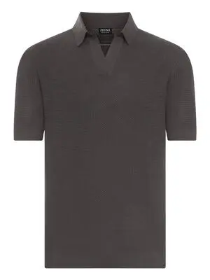 Zegna Cotton V-neck Polo Shirt - Multicolor