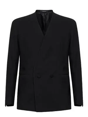 Tagliatore TAGLIATORE Black Stretch Virgin Wool Blend Cannes Double-Breasted Blazer Multicolor