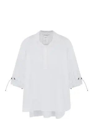 Max Mara Max Mara Cotton Shirt With Leather Drawstring Sleeves Multicolor
