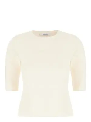 Max Mara Ribbed T-shirt With Logo Detail - Multicolor