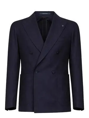 Tagliatore TAGLIATORE Blue Stretch Virgin Wool Montecarlo Double-Breasted Blazer Multicolor