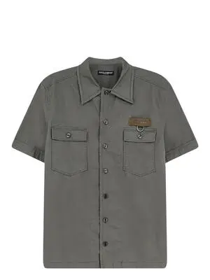 Dolce & Gabbana Cotton Shirt With Logo Patch - Multicolor