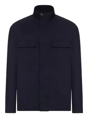 Zegna Field Jacket In Twill - Blue