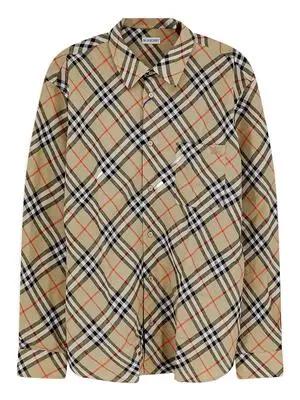 Burberry Burberry Men Linen Shirt With Check Print Multicolor