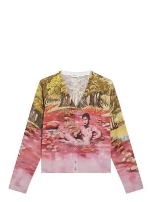 Versace Printed Silk Knit Cardigan - Multicolor