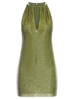 SELF-PORTRAIT Olive Rhinestone Mini Dress - Multicolor