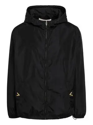 Valentino Garavani Hooded Windbreaker With Vlogo Detail - Black