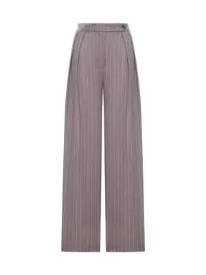 Dries Van Noten DRIES VAN NOTEN Wide-Leg Pinstriped Pleated Trousers Purple