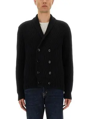 TOM FORD Double-breasted Shawl Collar Cardigan - Black