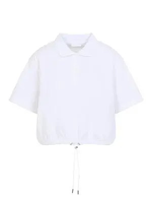 Moncler Short Sleeve Cropped Polo Shirt - White