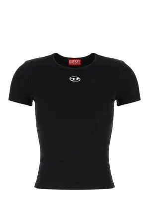 DIESEL® Ribbed T-shirt With Logo Detail - Multicolor