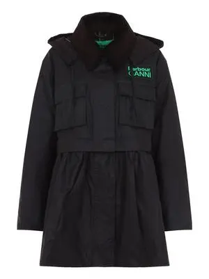 BARBOUR X GANNI Peplum Wax Jacket - Brown