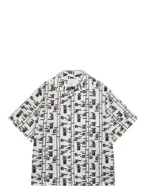 Prada Prada Natural/Burgundy Printed Silk-Blend Shirt Men Red
