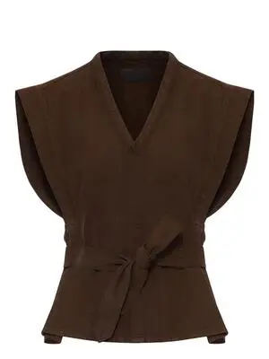 LEMAIRE Belted Denim Top - Brown