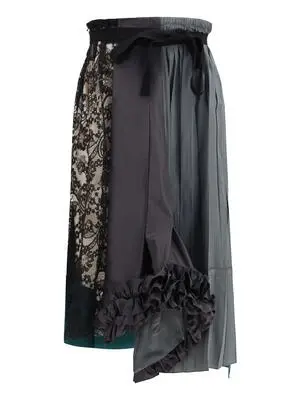 Prada Patchwork Midi Skirt With Panel Construction - Multicolor