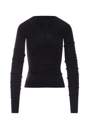 Rick Owens Fitted Temple Top With V-neck Back - Black