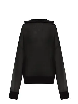 Rick Owens Semi-sheer Hooded Cashmere Knit - Black
