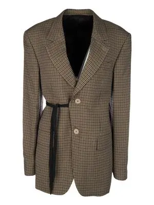 Balenciaga Checked Blazer With Drawstring - Multicolor