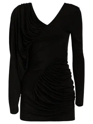 Saint Laurent Asymmetrical Ruched Dress - Multicolor