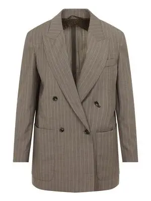 Max Mara Acciaio Pinstripe Virgin Wool Blazer - Multicolor