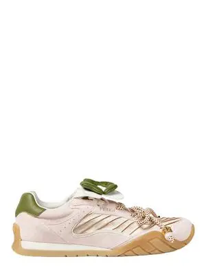 Fendi FENDI Low-Top Sneakers In Pink Fabric And Suede Multicolor