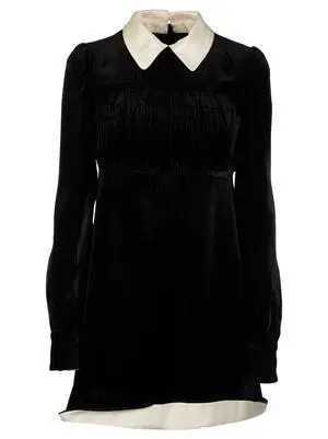 Prada Velvet Dress With Contrasting Collar - Multicolor
