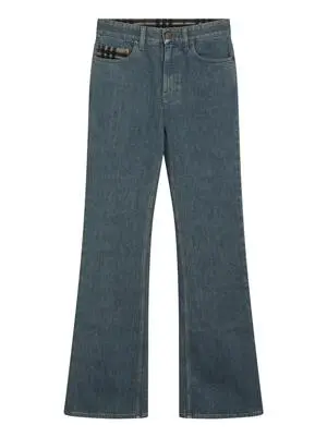 Burberry Mid- Cotton Denim Jeans With Check-pattern Pocket - Blue