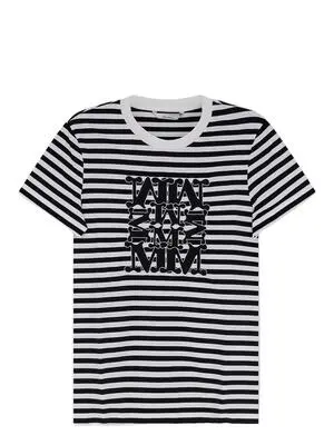 Max Mara MAX MARA Striped Cotton T-Shirt With Embroidered Logo Multicolor