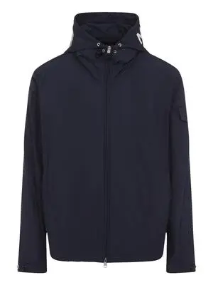 Moncler Hooded Zip-up Jacket With Logo Detail - Blue