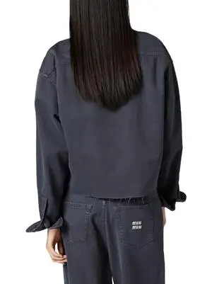 Miu Miu Raw-hem Light Denim Shirt - Gray