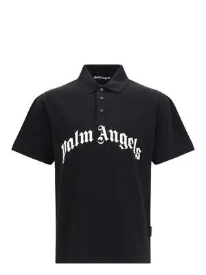 Palm Angels Curved Logo Polo - Black