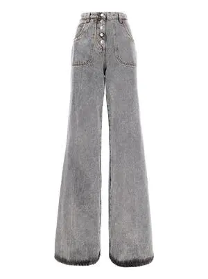 Etro Wide Leg Jeans With Button Detail - Multicolor