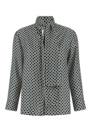 MAX MARA S Max Mara 'Smmvittoria' Printed Silk Twill V-Neck Shirt