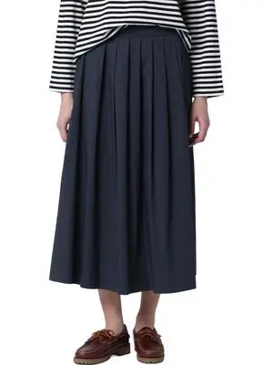 PT TORINO Pleated Cotton Blend Midi Skirt - Blue