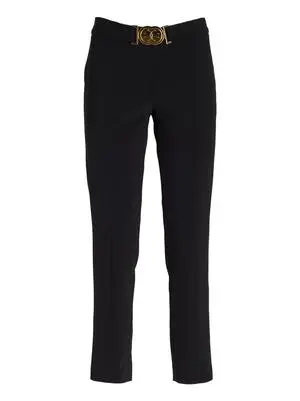 Moschino Black Trousers With Gold Buckle Detail - Multicolor