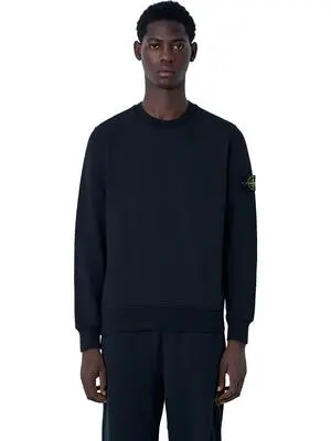 Stone Island STONE ISLAND Cotton Fleece Crewneck Sweatshirt With Compass Patch Black