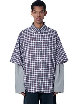 Balenciaga Layered Check Shirt - Red