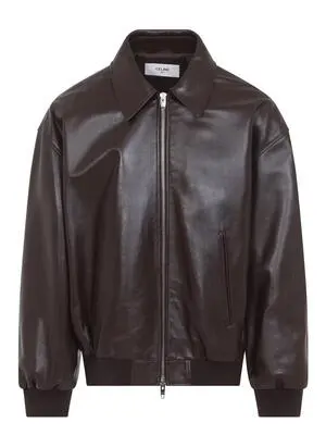 Celine Teddy Jacket In Calf Leather - Brown