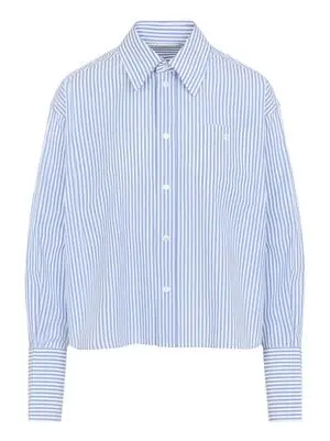 Celine Striped Cotton Cropped Shirt - Blue