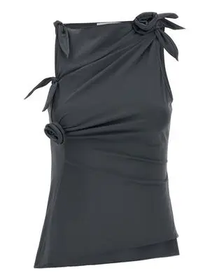 Coperni COPERNI Asymmetric Flower Sleeveless Top Gray