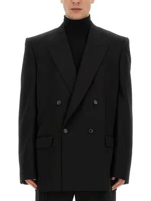 Balenciaga Double Breasted Wool Jacket - Black